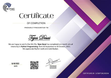 Tejas Desai On Linkedin Syncinterns Pythonprogramming Internship