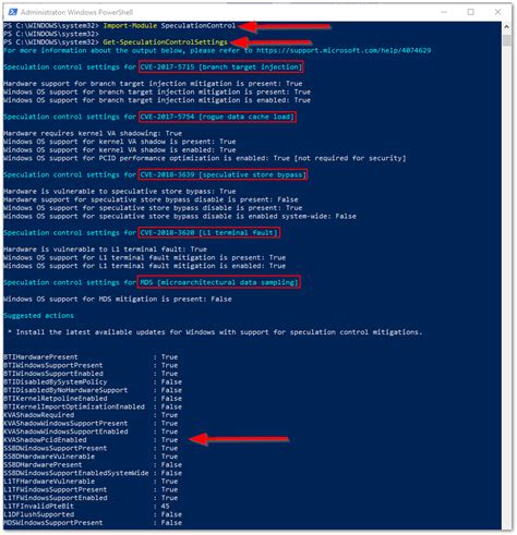 How To Check Vulnerable Status For Windows Systems With Get Speculationcontrolsettings