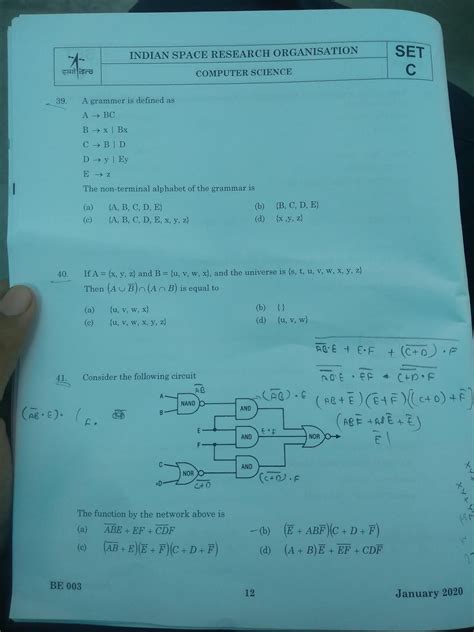 Isro Paper 2020 Computer Science
