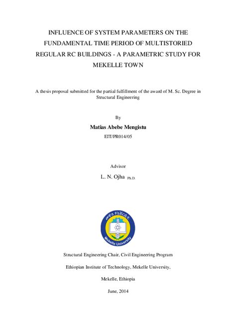 Pdf Influence Of System Parameters On The Fundamental Time Period Of