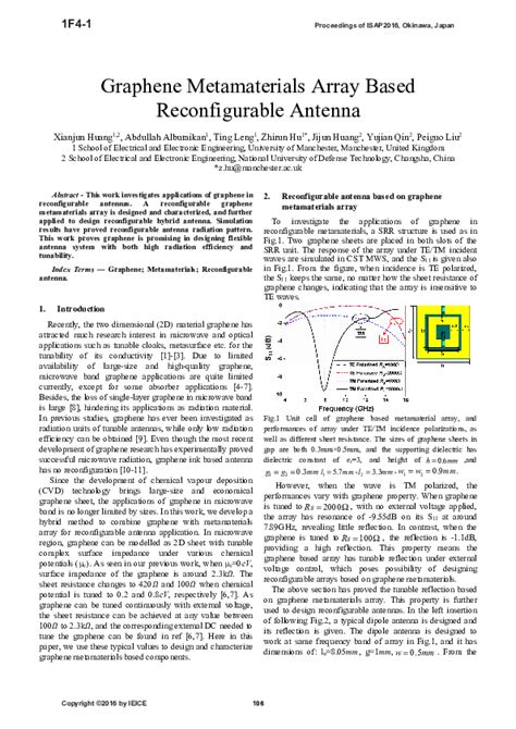 Pdf Graphene Metamaterials Array Based Reconfigurable Antenna
