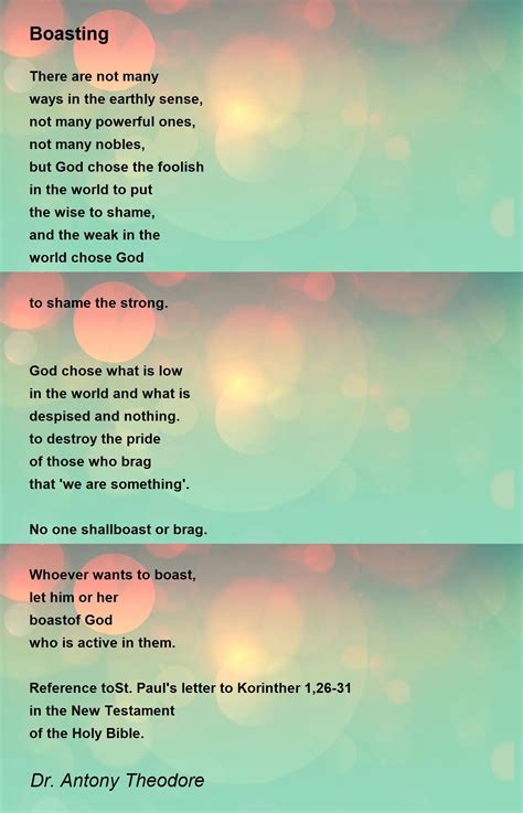 Examples Of Boast Poems About Yourself