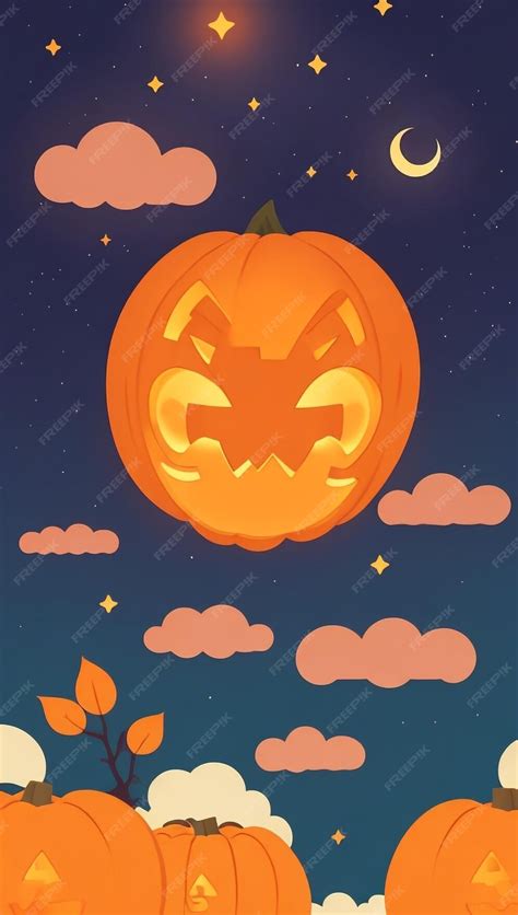 Premium Ai Image Night Sky And White Clouds Pumpkin Orange Twilight