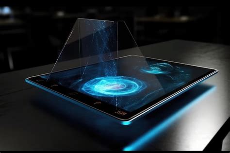 투명하고 보이지 않는 미래의 핸드폰 시리 앨리스 홀로그램 인공지능 스마트폰 Ai 메타버스와 블록체인 기술 혁신적인 미래 데이터 네트워크 프리미엄 사진