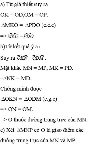 Cho tam giác MNP cân tại M. Trên cạnh MN lấy điểm K, trên cạnh MP