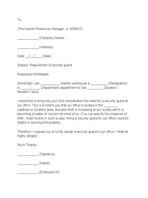 Request Letter For Security Pdf