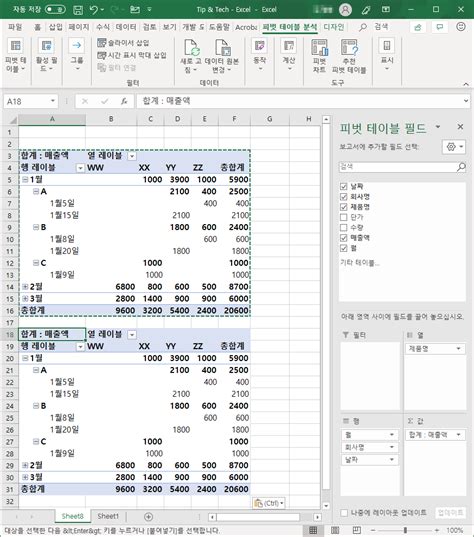 엑셀 피벗 테이블pivot Table 만드는 방법 ㈜소프트이천