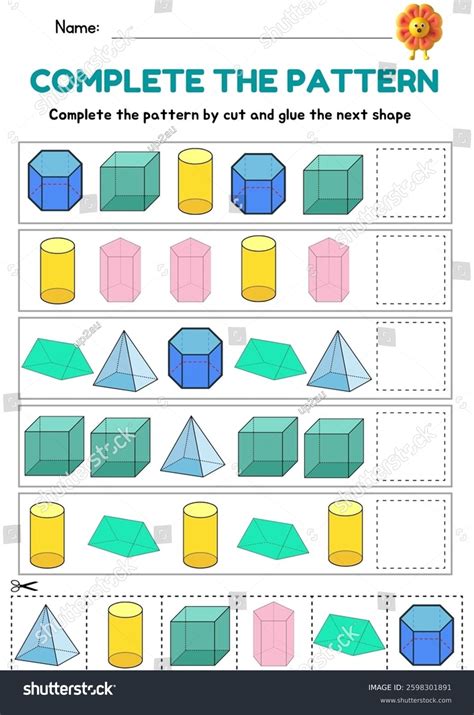 math 2d 3d shape pattern sequence stock illustration 2598301891 shutterstock