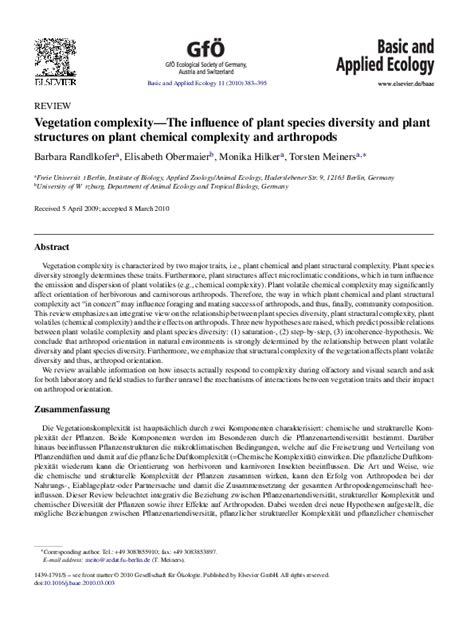 Pdf Vegetation Complexity—the Influence Of Plant Species Diversity