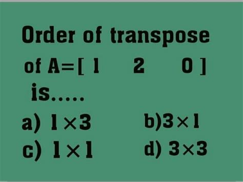 Transpose Of A Matrix