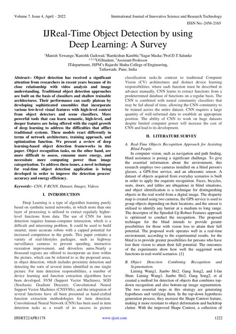 Pdf Ijreal Time Object Detection By Using Deep Learning A Survey