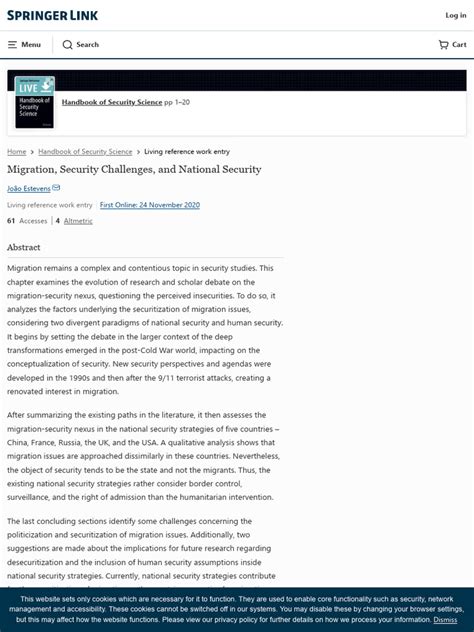 Migration Security Challenges And National Security Springerlink