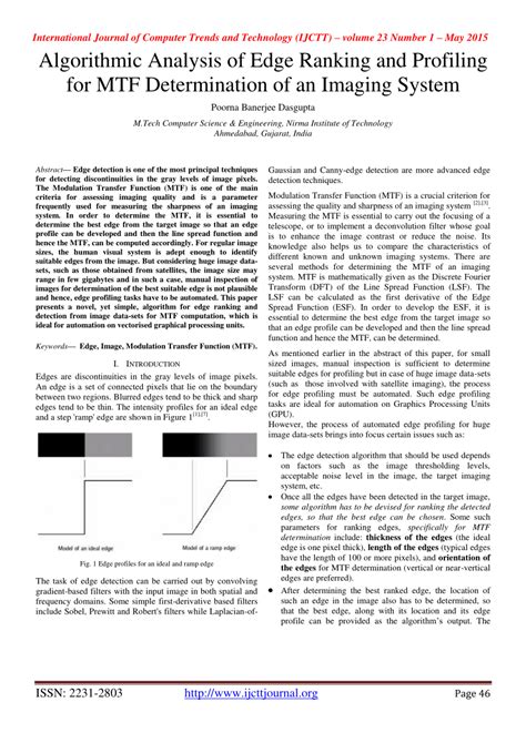 Pdf Algorithmic Analysis Of Edge Ranking And Profiling For Mtf