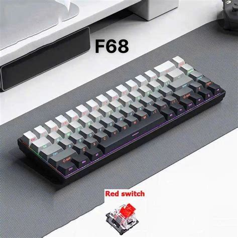 Bàn Phím Cơ F68 Trục đỏ 68 Phím Led Rainbow Nhiều Chế độ Led Phù Hợp