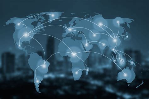 네트워크 및 세계지도 On 희미함 도시 네트워킹 컨셉입니다 0명에 대한 스톡 사진 및 기타 이미지 0명 건축 기업 재무와