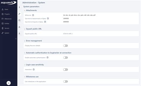 system parameters squash tm documentation