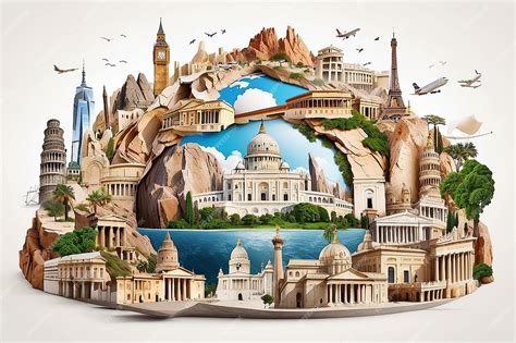 Premium Photo World Landmarks Photo Collage Isolated On White