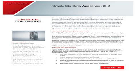 Pdf Oracle Data Sheet Oracle Big Data Appliance X6 2 Data Sheet