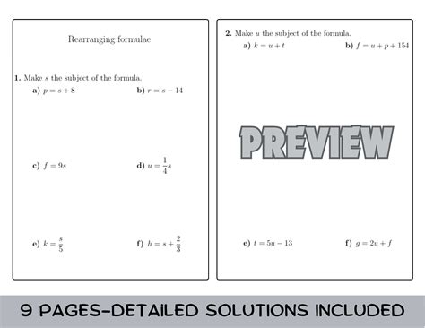 Rearranging Formulae Introduction Worksheet With Solutions