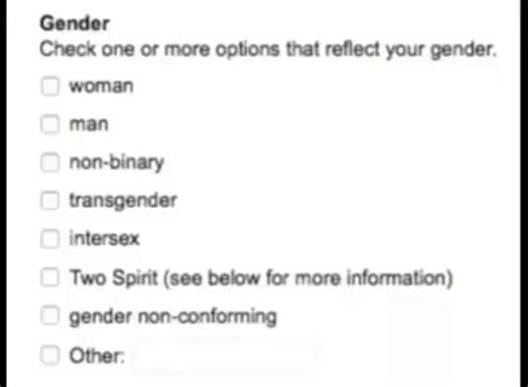 Gender Check One Or More Options That Reflect Your Gender Woman Man Non Binary Transgender