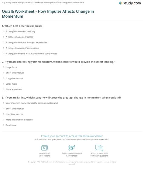 Physics Worksheet Momentum Impulse Work And Energyanswers Worksheets
