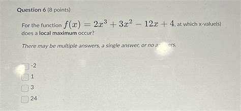 solved question 6 8 ﻿points for the function