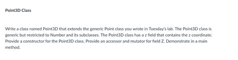 solved point3d class write a class named point3d that