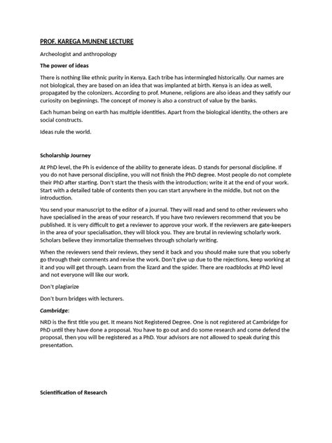 Karega Munene Lecture Pdf Anthropology Knowledge