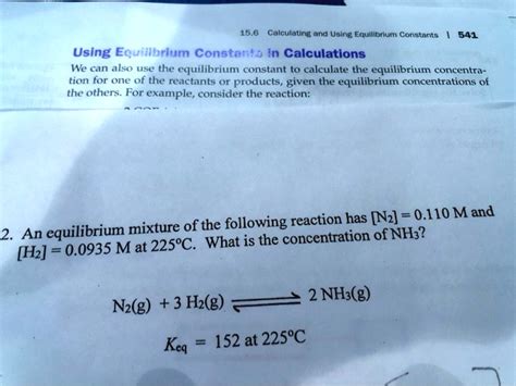Solved 15 6 Calculating And Using Equilibrium Constants 541 Using