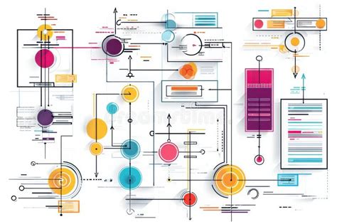 Stylized Flowchart Elements Designed For Infographics And Presentations On A White Background