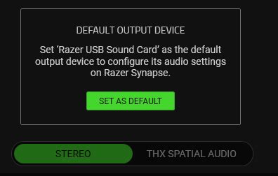 Razer Synapse Default Output Device Notification Locks Settings