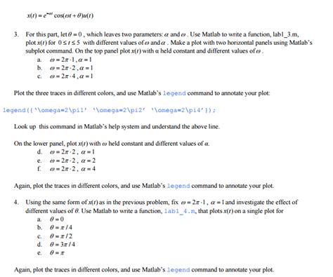 Solved X T E Alpha T Cos Omega T Theta U T For This
