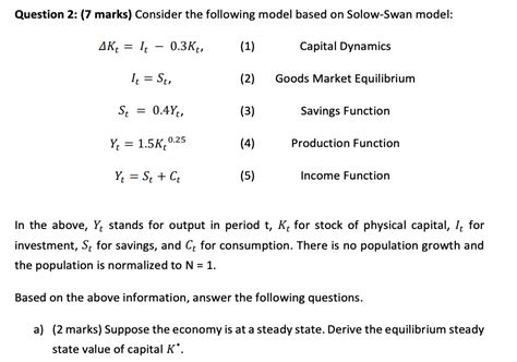 Question 2 7 Marks Consider The Following Model