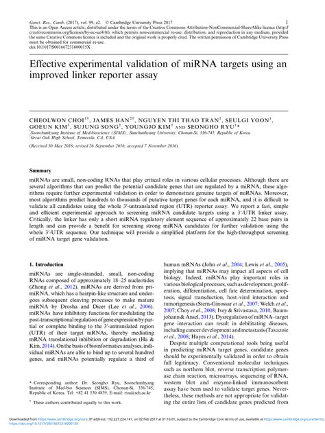 Pdf Effective Experimental Validation Of Mirna Targets Using An