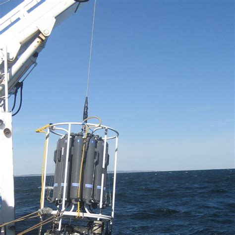 1 Left A Ctd Conductivity Temperature And Depth Sensor Being Cast Download Scientific