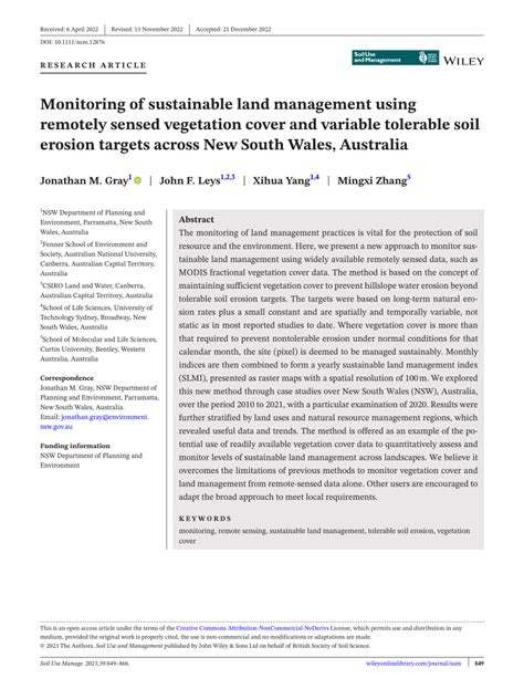 Pdf Monitoring Of Sustainable Land Management Using Remotely Sensed Vegetation Cover And