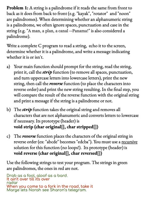 Solved Problem 1 A String Is A Palindrome If It Reads The