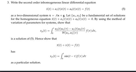 Solved Write The Second Order Inhomogeneous Linear Differential Equation Tutorbin