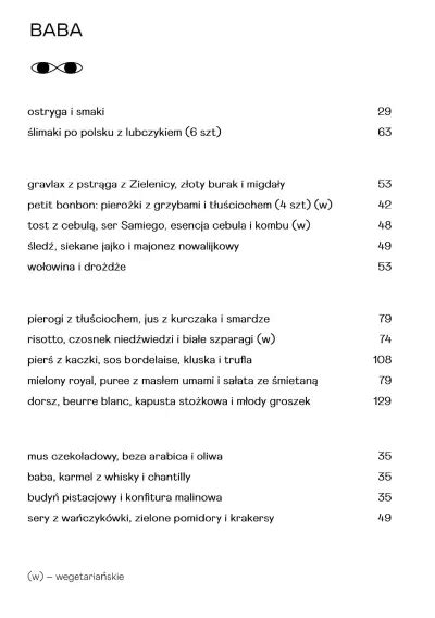 Baba Menu Restauracji Wrocław Menixpl