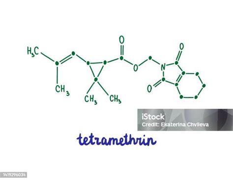 Tetramethrin Hand Drawn Vector Formula Chemical Structure Lettering
