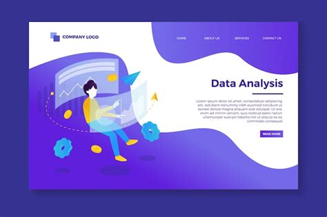 Premium Vector Data Analysis Landing Page Template
