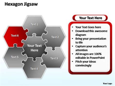 PowerPoint Process Chart Hexagon Jigsaw Ppt Presentation Designs