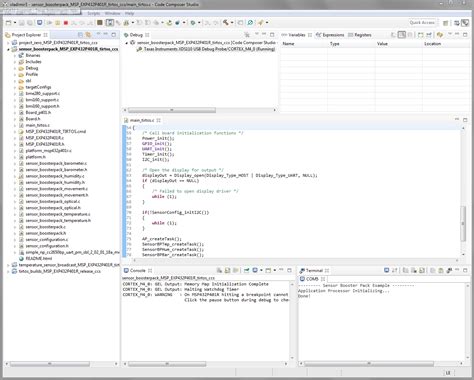 ccs msp432p401r sensor boosterpack example not launching on s1 button