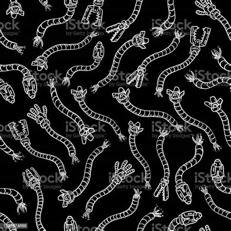 로봇 핸즈는 매끄러운 패턴을 낙서합니다 흑백 배경 표면 디자인 인쇄 포스터 아이콘 웹 그래픽 디자인에 대한 벡터 일러스트레이션 갈고리 발톱에 대한 스톡 벡터 아트 및 기타