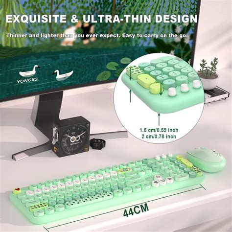 44 9 Wireless Keyboard And Mouse Set 104 Round Keys Full Size Cute Colorful Keyboard And Mouse