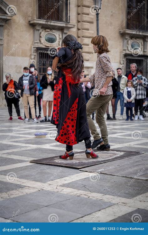 Group Of Gypsy Musicians Performing Flamenco Art At The Famous Mirador De San Nicolas Granada