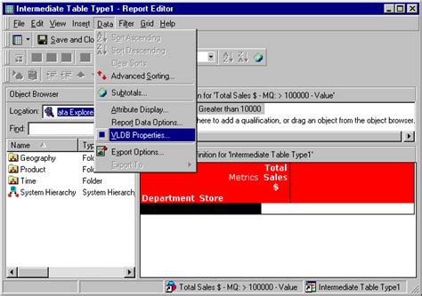 Kb3806 How To Create Intermediate Tables In Microstrategy Developer 9x Table Spaces