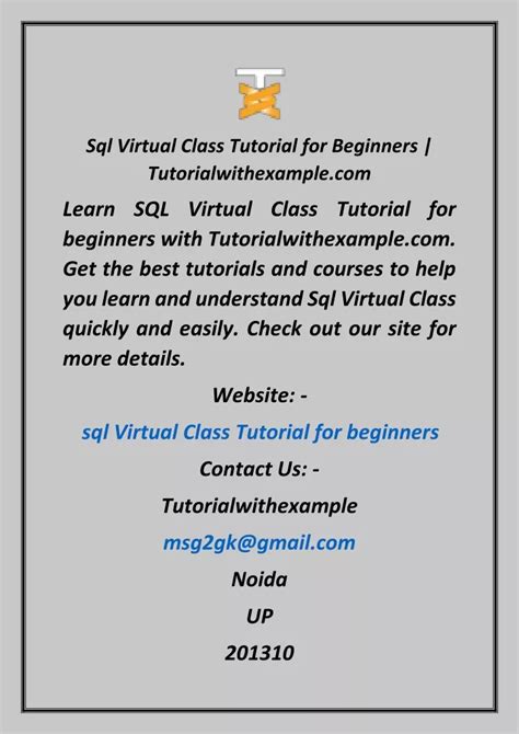 Ppt Sql Virtual Class Tutorial For Beginners Tutorialwithexample