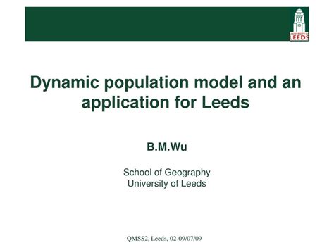Ppt Dynamic Population Model And An Application For Leeds Powerpoint Presentation Id 702110