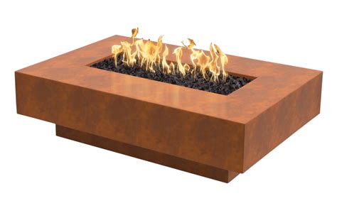 The Outdoor Plus 56x38 Linear Cabo Corten Steel Rectangular Fire Pit